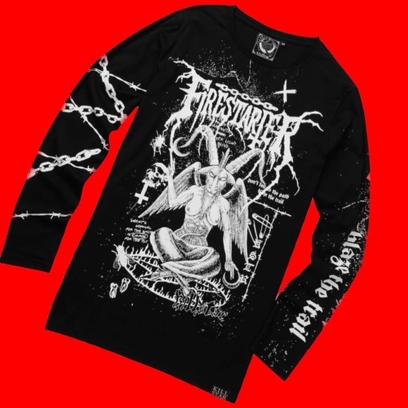 Killstar | Tops | Killstar Baphomet Long Sleeve Tee T Shirt Firestarter ...
